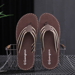 Hot sale soft Comfortable new Man sandal leather upper outdoor slide flat flip-flops fashion non-slip slippers 2022
