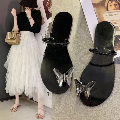 2022 new summer flip flops wholesale diamond sandals flat butterfly slippers for women beach shoes in stock