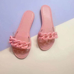 New design women casual beach shoes hot sale candy color buckle comfortable flat non-slip sandals and slippers