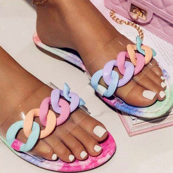 New design women casual beach shoes hot sale candy color buckle comfortable flat non-slip sandals and slippers