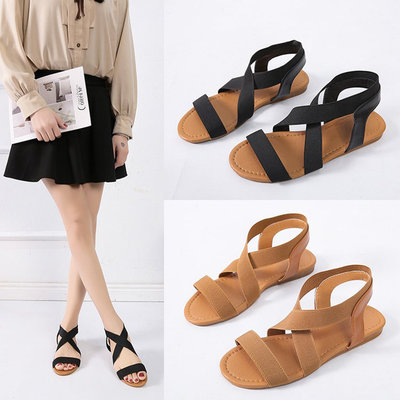 New Arrival Simple style Women Sandals Solid Color Open Toe Flat non-slip fashion Hollow Ladies Casual shoes for sale