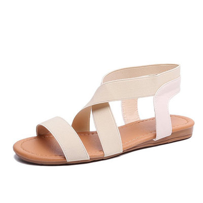 New Arrival Simple style Women Sandals Solid Color Open Toe Flat non-slip fashion Hollow Ladies Casual shoes for sale