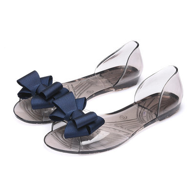 Best Selling Ladies New Bowknot flat Sandals Fashion trend Jelly Transparent non-slip slippers for women