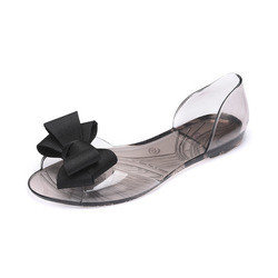 Best Selling Ladies New Bowknot flat Sandals Fashion trend Jelly Transparent non-slip slippers for women