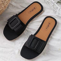 Hot sale new design solid color Slippers Ladies outdoor Beach Shoes wholesale Flat Slides Summer Sandals for Women