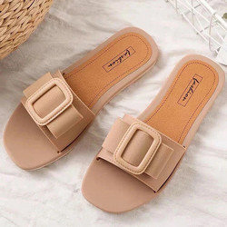 Hot sale new design solid color Slippers Ladies outdoor Beach Shoes wholesale Flat Slides Summer Sandals for Women