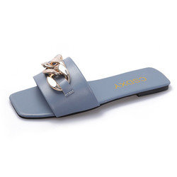 New design summer flat bottom women cheap outdoor slippers fashion metal buckle retro non-slip sandals in stock
