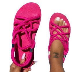 High quality women sandals new design fashion twisted rope thick bottom non-slip slippers female with best price