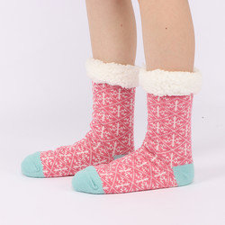 2021 winter hot sell women thick socks snow pattern print slipper sherpa socks new design house indoor fashion socks