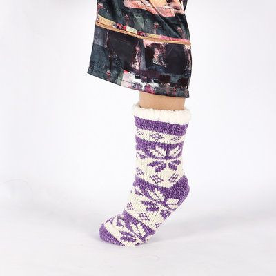 2021 custom Women Fashion Chenille Knitted socks Ladies Winter Thick Warm Home Indoor floor Anti-slip Slipper Socks