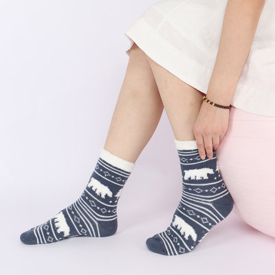 Autumn and Winter New Style christmas Ladies fluffy Fleece slipper Socks Medium length Floor Socks Thick Warm sock