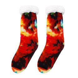 Women's Winter Super Soft Warm Cozy Fuzzy faux fur lined socks Christmas Gift tie-dye Slipper Socks With Grippers