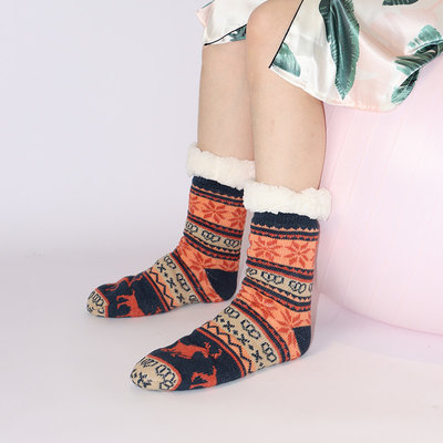 hot sale custom women new winter popular thick warm thermal socks anti slip home slippers floor socks