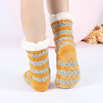 New fashion custom design patchwork color winter stockings ladies winter home socks women cozy slippper socks