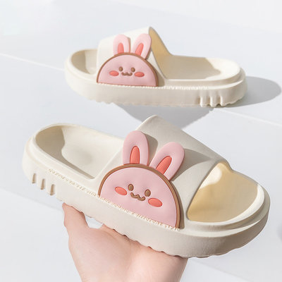 Cartoon female cute rabbit summer sandals thick bottom home indoor shoes wholesale couple solid color slippers for women