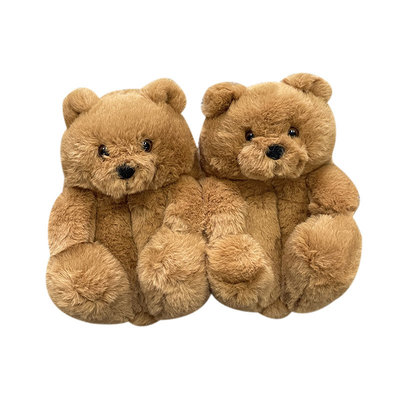 New Hot selling teddy bear warm shoes children comfortable cute cartoon floor plush soft kids home slippers