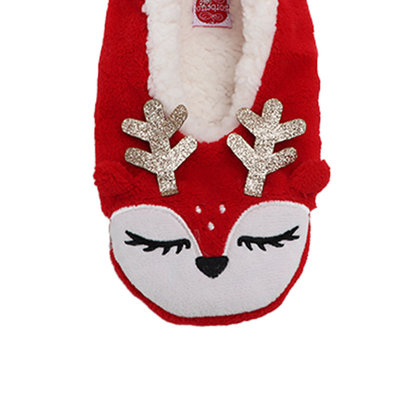 Children Girls Cartoon Animal Christmas Deer Winter Plush Slippers Customized Fluffy Indoor Home Slippers for Kids