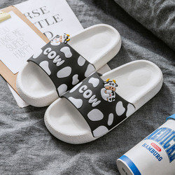 Cute spotted cow couple slippers summer indoor soft high elastic non-slip thick-soled bathroom slippers