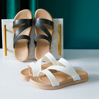 Flat sandals women summer fashion Korean version outside wear non-slip solid color slippers wholesale