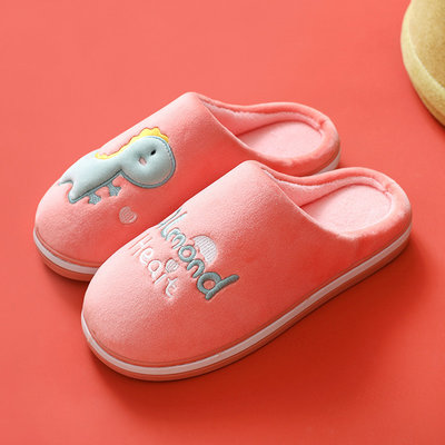 2021 new design children slippers for girls and boys non-slip warm indoor cartoon dinosaur cute home shoes winter