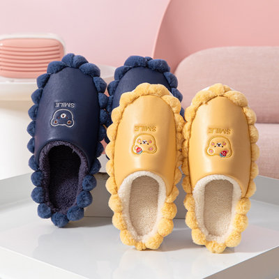 Best price comfort warm home slippers hot sale custom delicate plush cute cartoon vamp home indoor shoes female