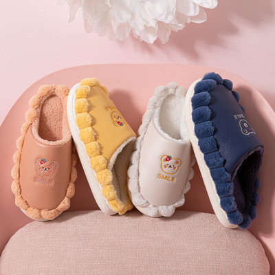 Best price comfort warm home slippers hot sale custom delicate plush cute cartoon vamp home indoor shoes female