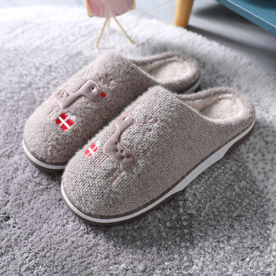 New cartoon slippers female wholesale cute deer printing warm non-slip home indoor shoes autumn winter