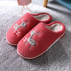 New cartoon slippers female wholesale cute deer printing warm non-slip home indoor shoes autumn winter