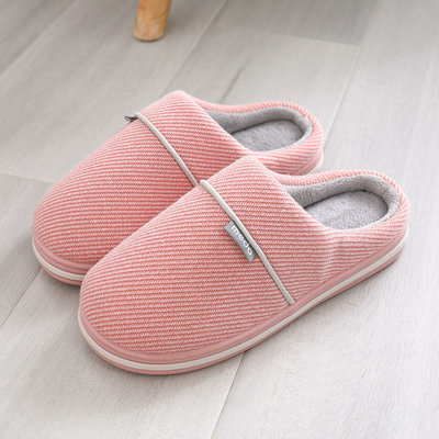 2021 new winter slippers home warm knitted fabric upper plush simple couple indoor non-slip ladies bedroom shoes