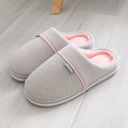 2021 new winter slippers home warm knitted fabric upper plush simple couple indoor non-slip ladies bedroom shoes