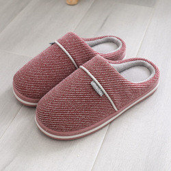 2021 new winter slippers home warm knitted fabric upper plush simple couple indoor non-slip ladies bedroom shoes