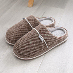 2021 new winter slippers home warm knitted fabric upper plush simple couple indoor non-slip ladies bedroom shoes