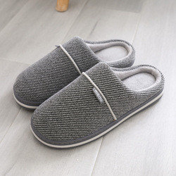 2021 new winter slippers home warm knitted fabric upper plush simple couple indoor non-slip ladies bedroom shoes