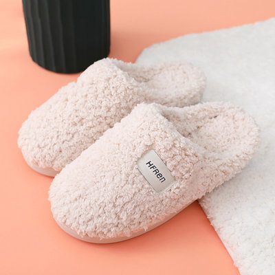 New style plush couple slippers winter indoor non-slip cute home warm soft household shoes for women and male