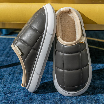 Slippers winter ladies simple grid style hot sale high quality warm comfortable home shoes supplier
