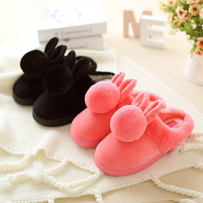 wholesale Ladies thick-soled breathable home slippers cartoon cute non-slip plush indoor shoes winter