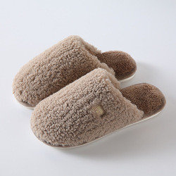 Wholesale Hairy slippers autumn winter couple warm soft plush cute bowknot female non-slip bedroom shoes