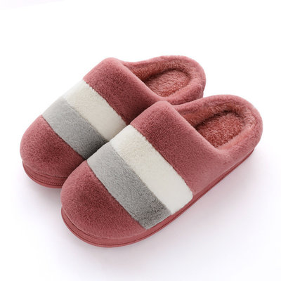 Slippers winter couple new fashion simple style plus plush warm ladies thick-soled non-slip home indoor shoes