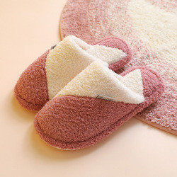 Winter 2021 new fashion stitching color home slippers non-slip warm couple soft plush house shoes women