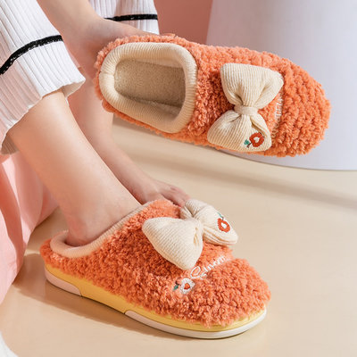 Winter 2021 new design cute cartoon home slippers female soft sole indoor non-slip bedroom shoes for women and male