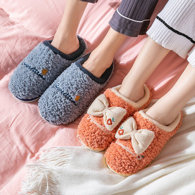 Winter 2021 new design cute cartoon home slippers female soft sole indoor non-slip bedroom shoes for women and male