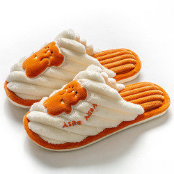 Cute fashion solid color warm home indoor shoes soft plush PVC material anti-slip slippers autumn winter