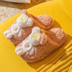 Custom winter comfort warm female slippers fashion cartoon PVC Wave textured non-slip sole leisure shoes