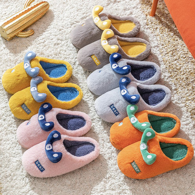 Wholesale Cute Slippers Autumn Winter Home Indoor Warm Soft Thick Bottom Non-Slip Cartoon Plush House Shoes women closed shoes