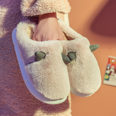 Winter new cartoon Little Ox Horn for women and male slippers PVC material Breathable non-slip Thermal shoes