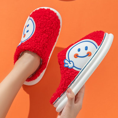 Home Indoor Slippers Women Winter Cartoon Plush Thick Bottom Warm Couple Style Cute House Non-Slip Shoes Men
