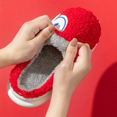 Home Indoor Slippers Women Winter Cartoon Plush Thick Bottom Warm Couple Style Cute House Non-Slip Shoes Men