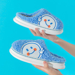 Home Indoor Slippers Women Winter Cartoon Plush Thick Bottom Warm Couple Style Cute House Non-Slip Shoes Men
