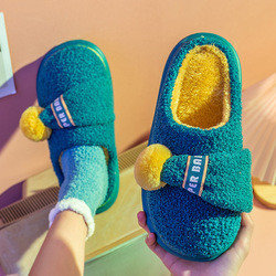 New Design Cute Bow Slippers Women Winter Home Thick Bottom Warn Non-Slip Couple Style Plush Indoor Cartoon Men