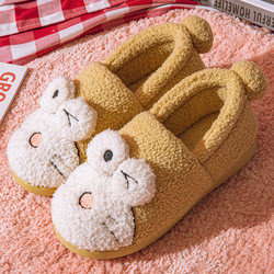 Men Autumn Winter Closed Toe Plush Warm Home Indoor Slippers Women Cartoon Doraemon Shape TPR Non-Slip House Shoes